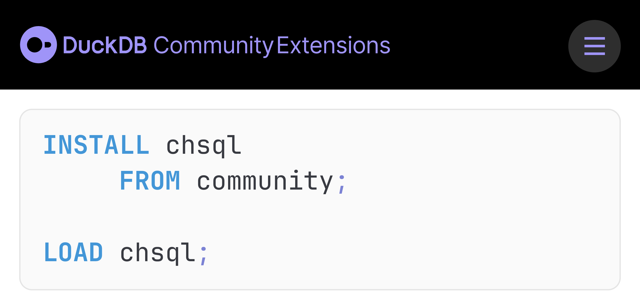 chsql – DuckDB Community Extensions chsql – DuckDB Community Extensions