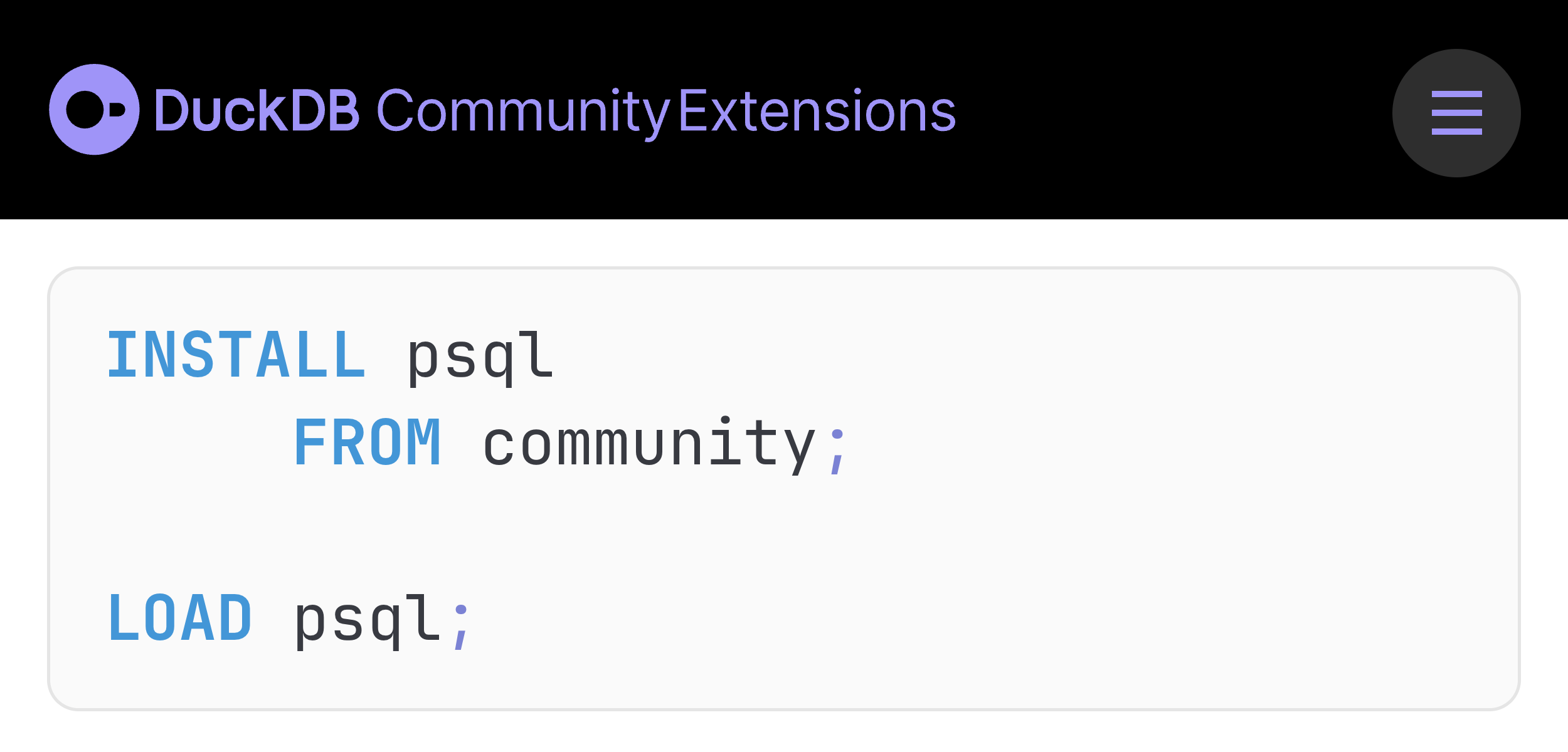 psql – DuckDB Community Extensions